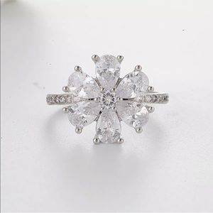 Jewelry | 5beautiful Sterling Silver Crystal Flower Ring | Poshmark